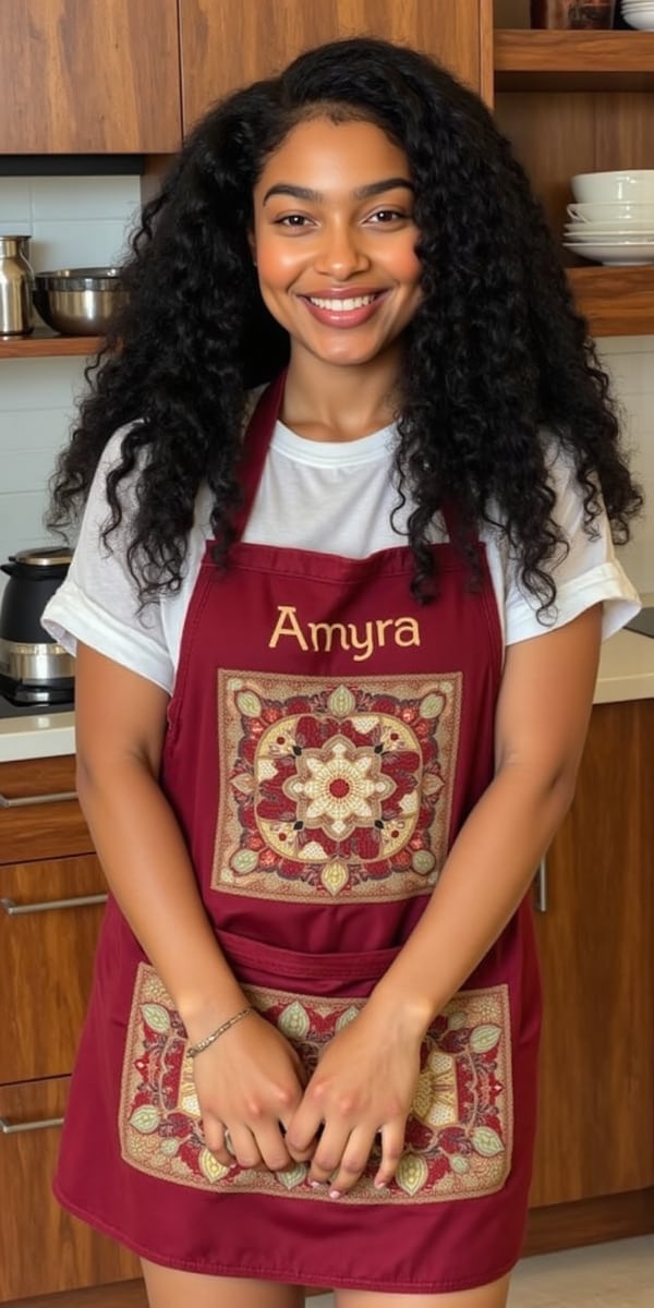 Amyra Wearing an Apron in the | image created by A. Iris | Tensor.Art