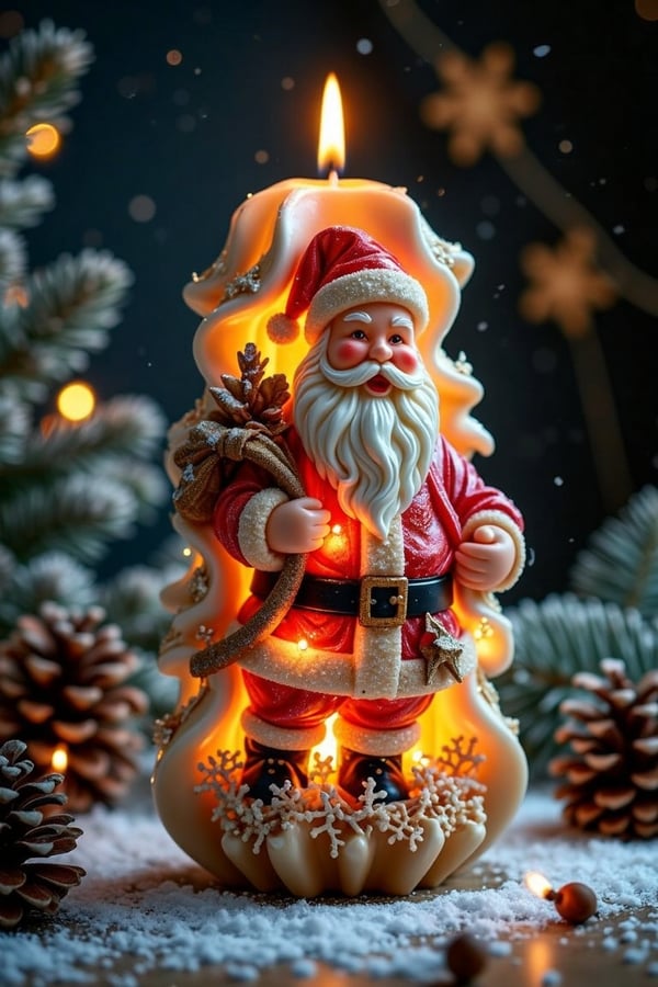 A candle carved with Santa Cla | image created by Charmingcontours ...