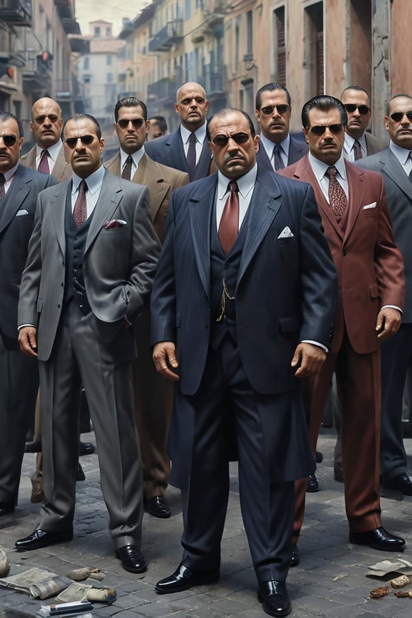 (Group photo of a mafia family | image created by nssOssn | Tensor.Art