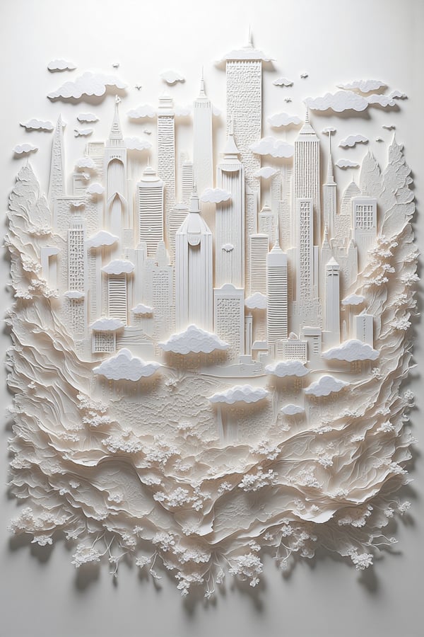 A detailed paper cut cityscape | image created by maitruclam | Tensor.Art