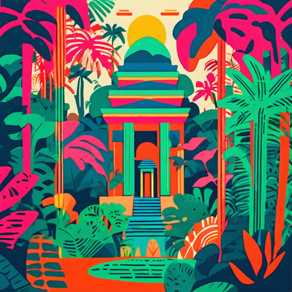 Jungle Temples | image created by honeysmoothie | Tensor.Art