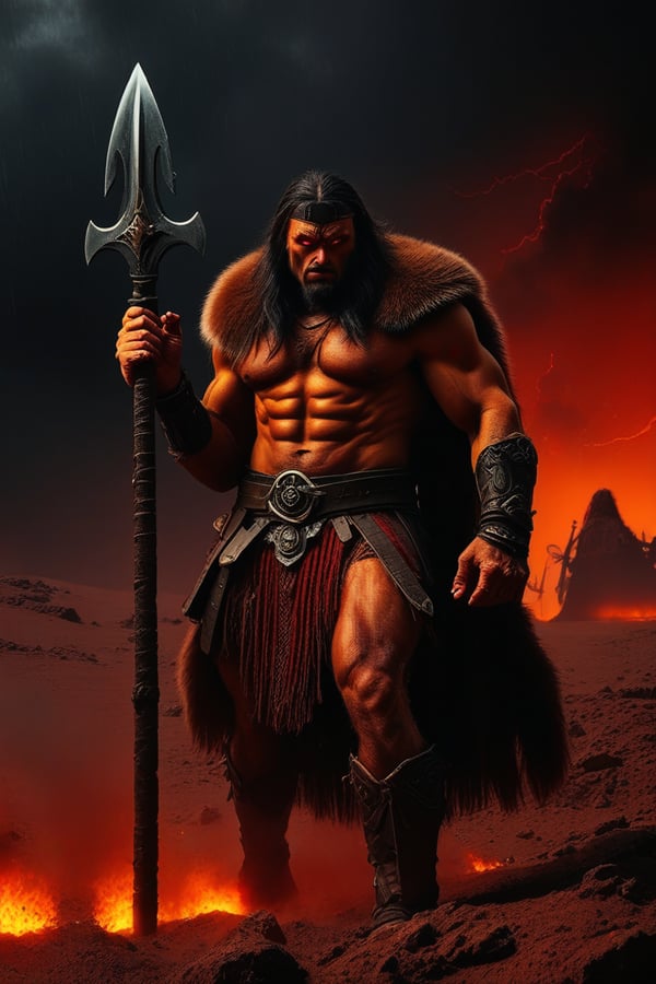 conan, barbarian, orange red d | image created by Lezard1989 | Tensor.Art