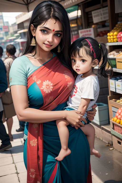 Indian Aunt @market | image created by I am a 90\s kid | Tensor.Art