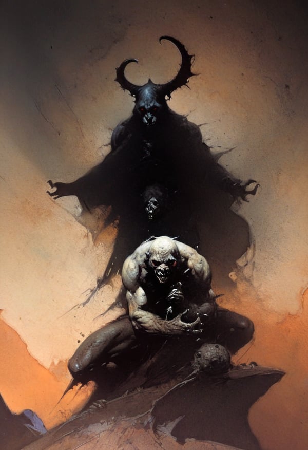 Frank Frazetta style. | image created by Kariosutoro | Tensor.Art