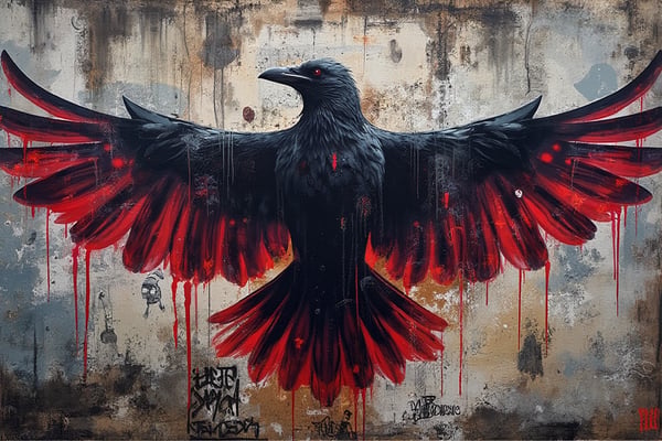 Graffiti of a Raven. FANTASY A | image created by xVoRoNx | Tensor.Art