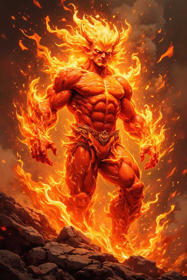 A wild elemental of fire, its | image created by zDKZ | Tensor.Art