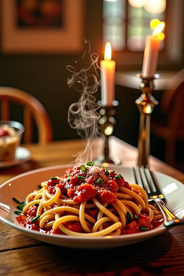A steaming hot plate of pasta | image created by user ...