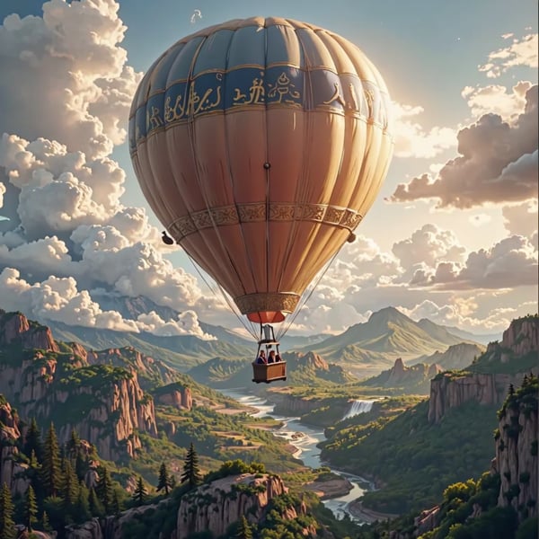 hot air balloon, hovering high | image created by user ...
