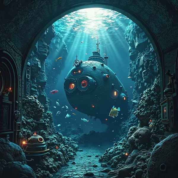 submarine, Nautilus, water dep | image created by user ...