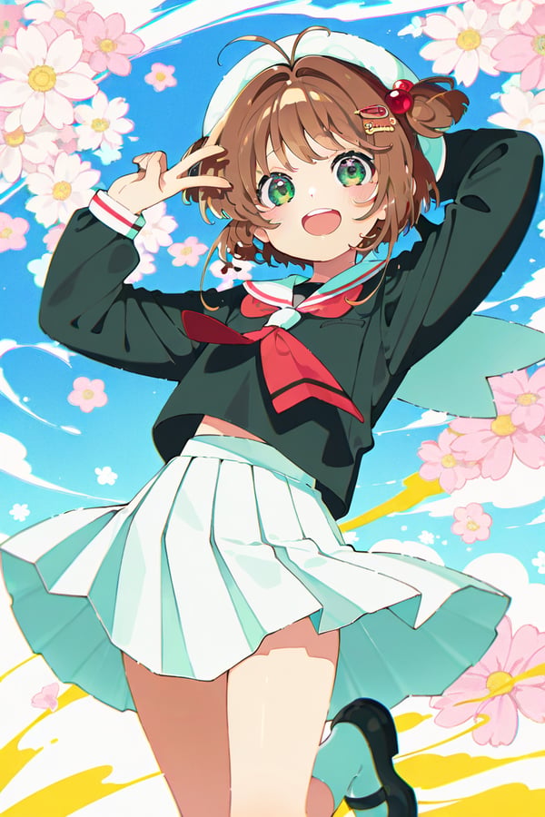 Sakura v-pose | image created by user_ponyo3000 | Tensor.Art