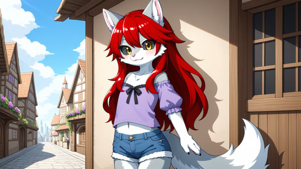 Local wolf girl goes awoo. | image created by SLCornejo | Tensor.Art
