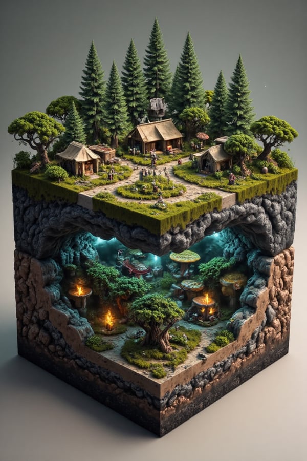 Isometric diorama of forest an | image created by Mr. H | Tensor.Art