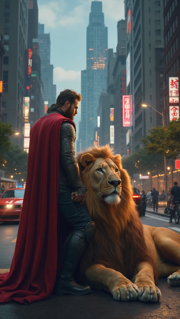 Thor with a lion | image created by Artiflexial | Tensor.Art