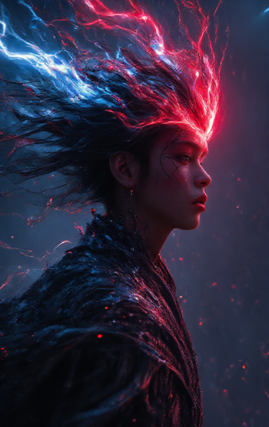 man walking in lightning, grea | image created by user ...