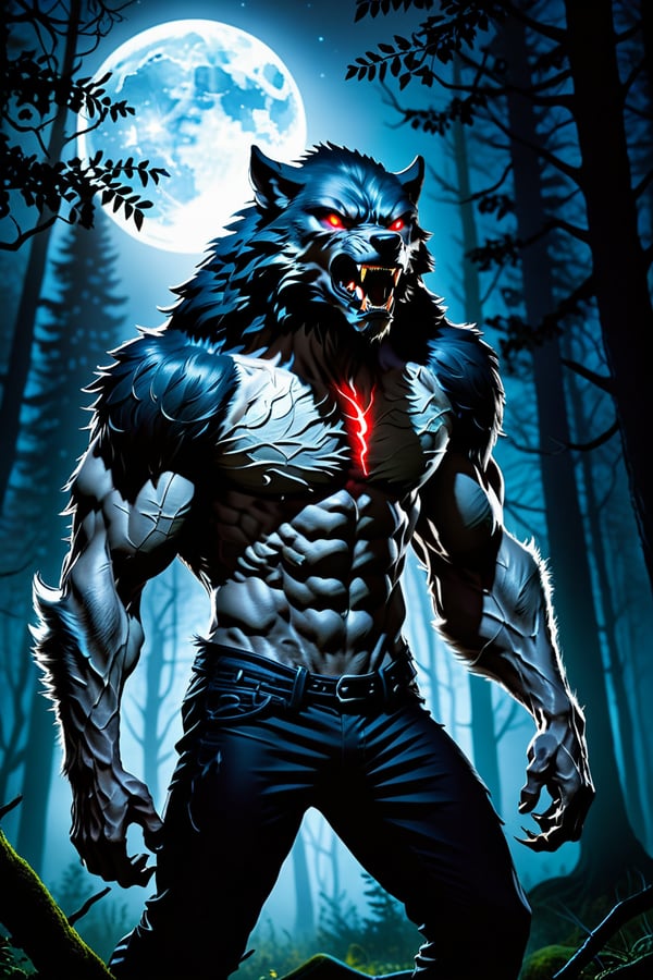 A fierce werewolf standing in | image created by noahmoresecrets ...