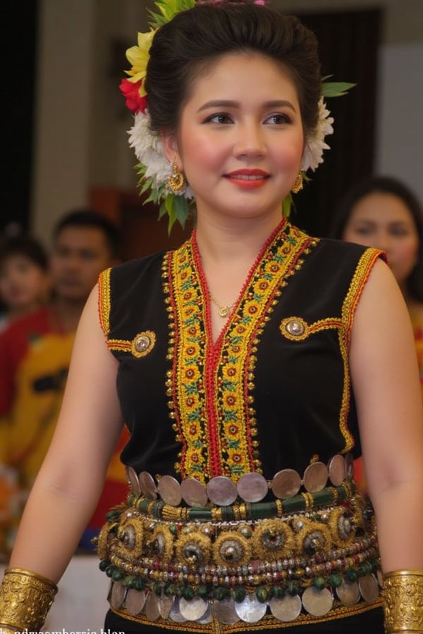 A Kadazan-Dusun woman dressed | image created by Ann Rin | Tensor.Art