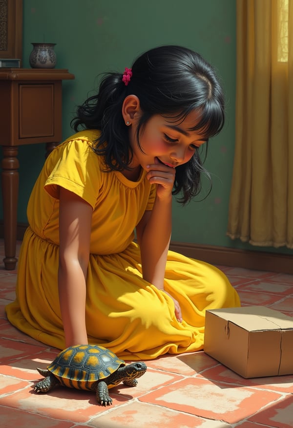 Girl and Tortoise | image created by user_777463929243875269 | Tensor.Art
