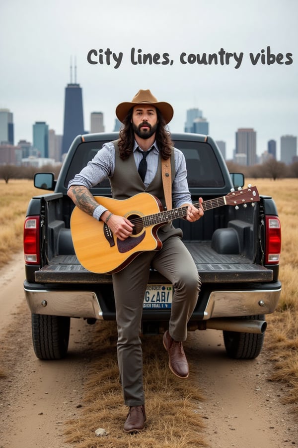 A male country singer, parked | image created by Δ∙Ʀ∙Q∙ | Tensor.Art