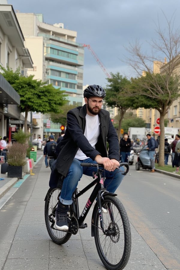 Nerd riding a cycle | image created by user_783549013138890407 | Tensor.Art