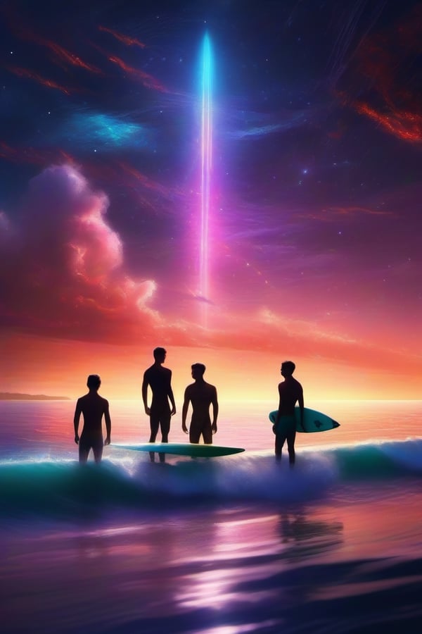 Meteor Shower on the Beach | image created by Benjamin | Tensor.Art