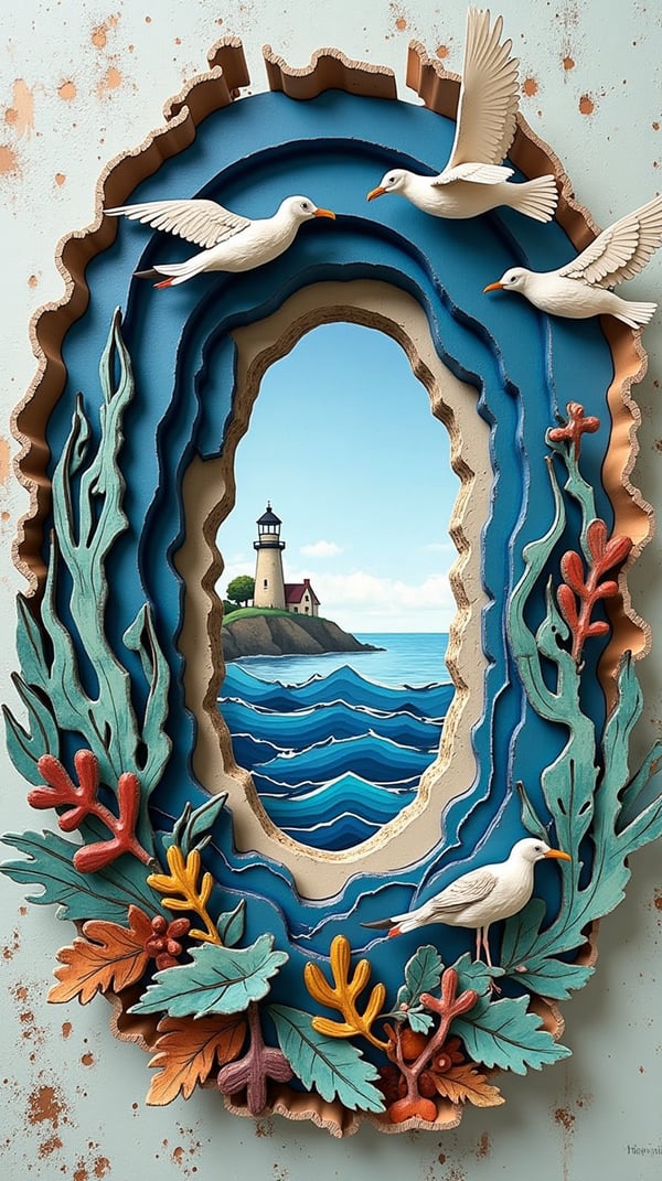 Sea Side Cut Out Scene | image created by Karla | Tensor.Art