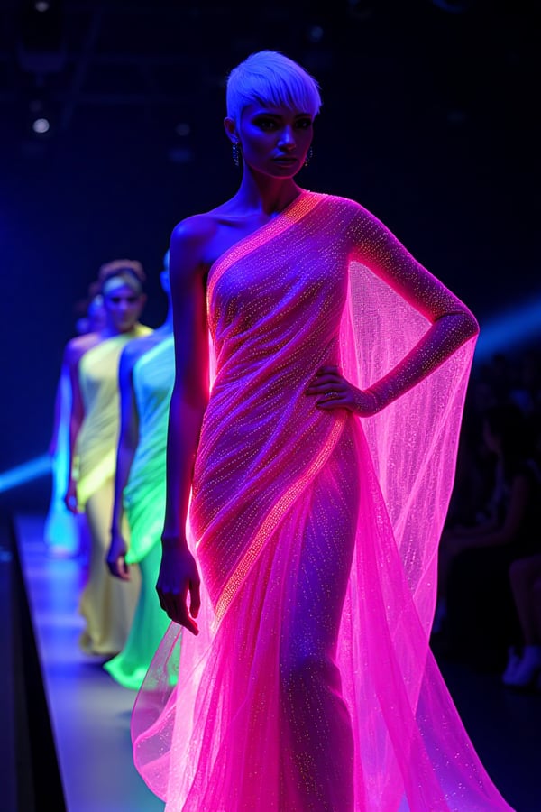 Imagine an avant-garde runway | image created by Daddy | Tensor.Art