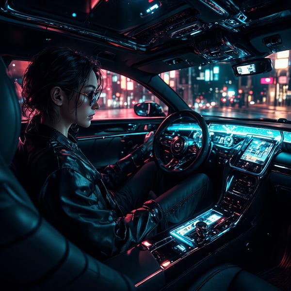 The interior of a luxurious ca | image created by Link | Tensor.Art