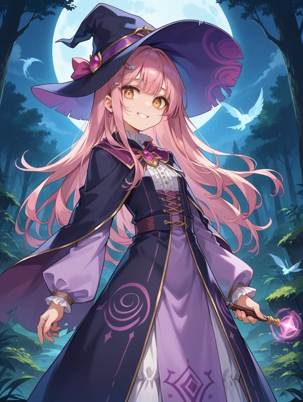 Little witch on Halloween nigh | image created by KokutoSan | Tensor.Art