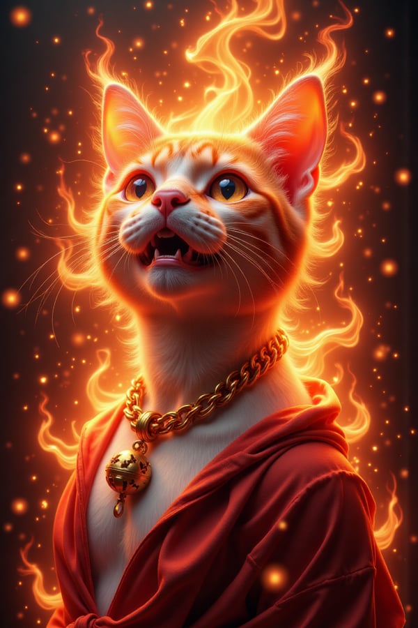 Cat with eternal flames | image created by Coax | Tensor.Art