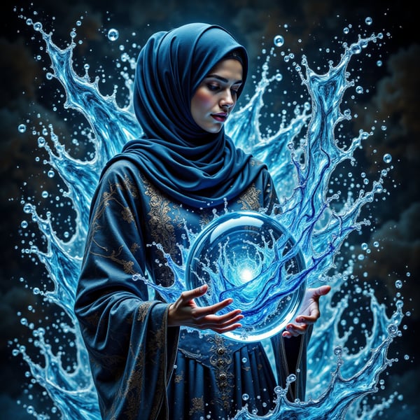 Muslimah ninjaz with water ene | image created by Coax | Tensor.Art