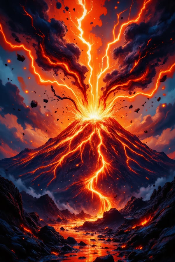 Lava Lightning: Picture of lig | image created by Artifex-Art | Tensor.Art