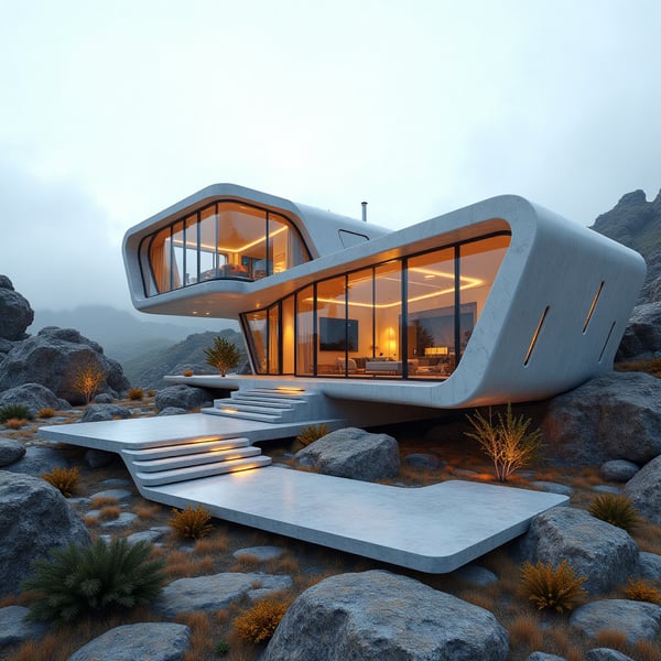 A futuristic minimalist house | image created by Greg Artificial ...
