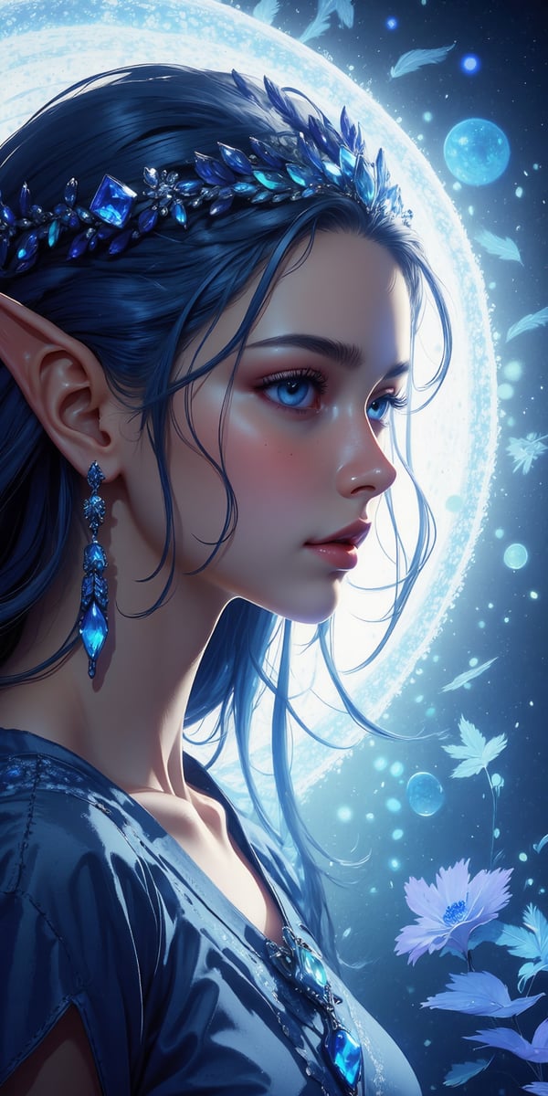 Blue haired elf | image created by user_802647521523597239 | Tensor.Art