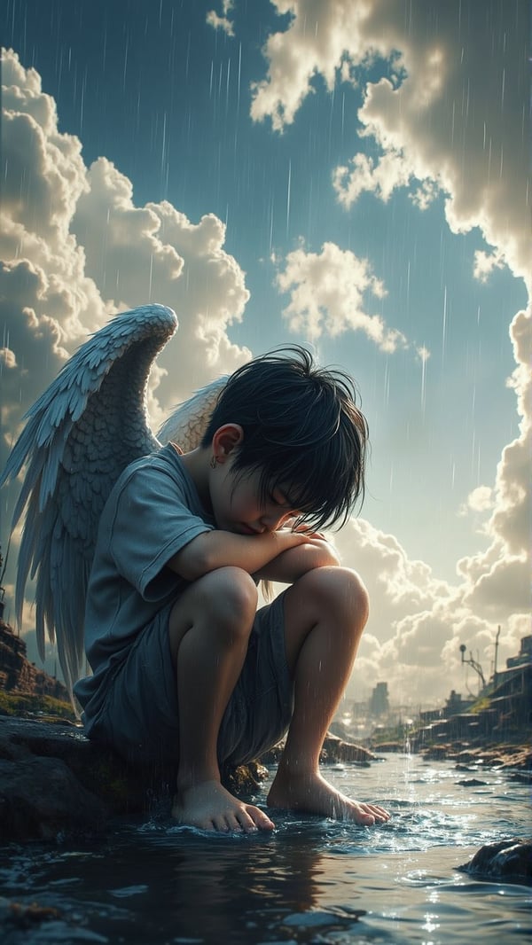 Sad angel | image created by able | Tensor.Art