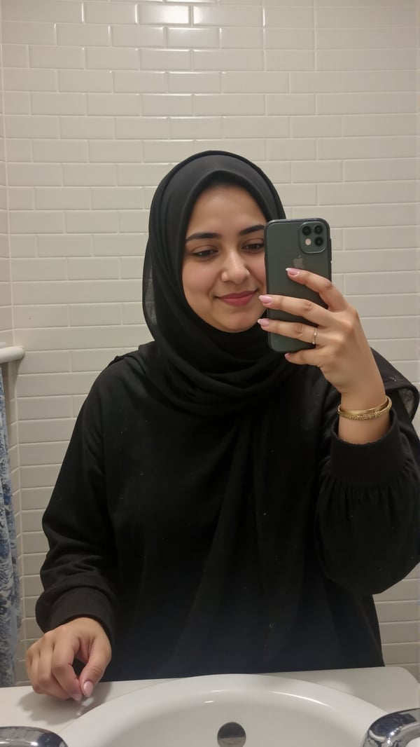 A beautiful woman in black bur | image created by user ...