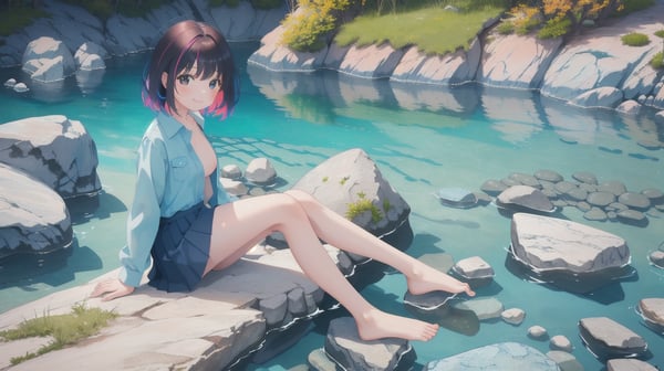 Anime girl on rocks | ComfyUI Workflow | Tensor.Art