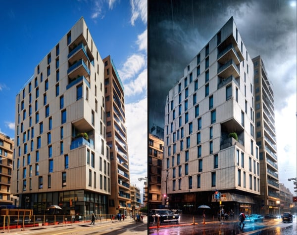 HHM Building Rainning (img2img) | ComfyUI Workflow | Tensor.Art