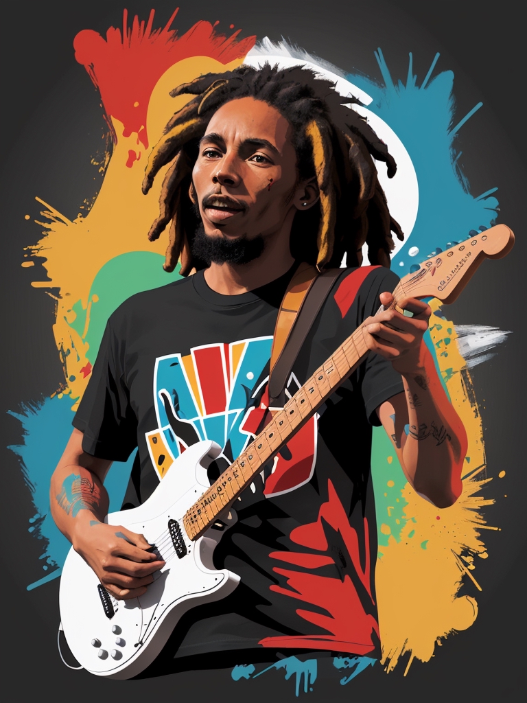 Bob Marley Playing Guitar Color