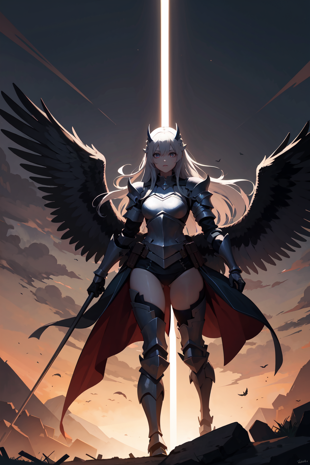 Anime Warrior Girl With Wings