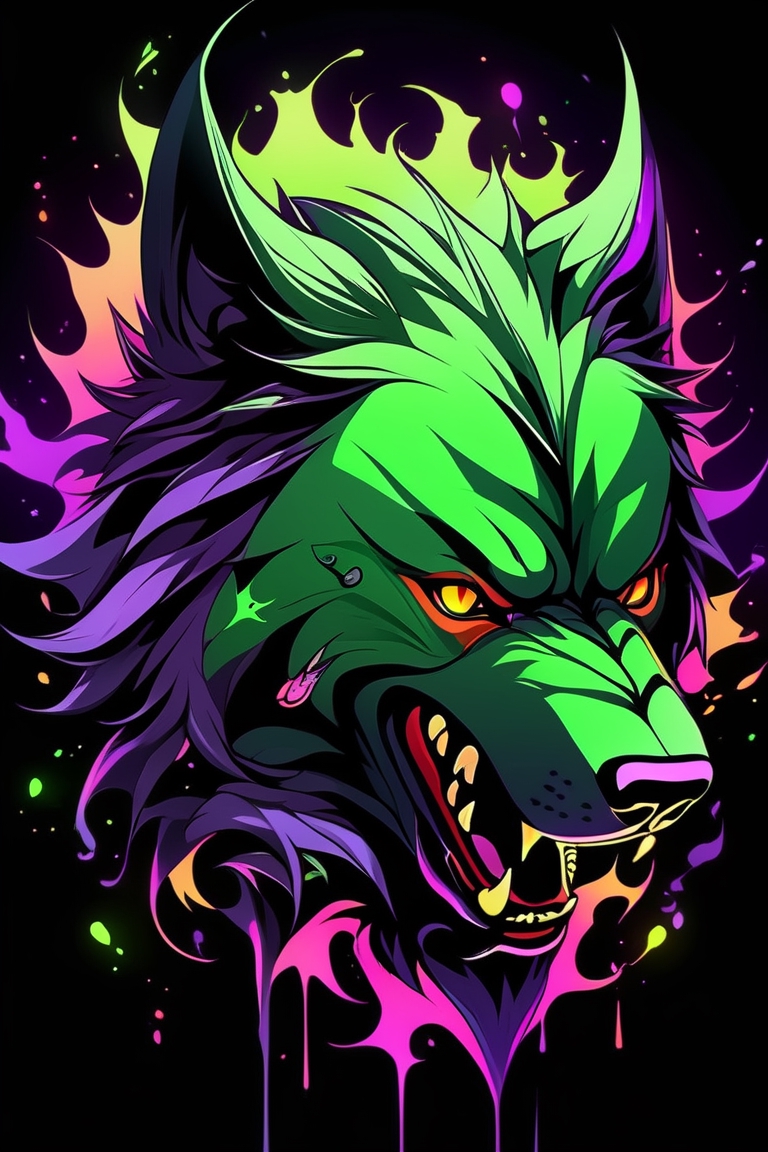 Anime Black And Green Wolf