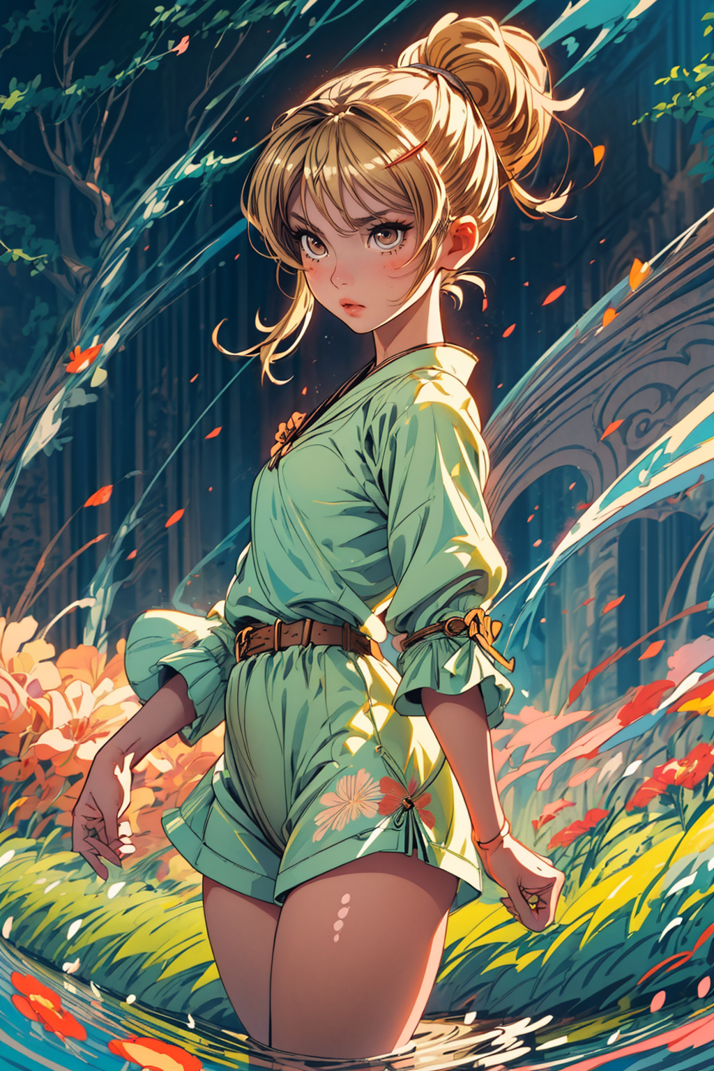 Anime Girl With Short Blonde Hair And Brown Eyes