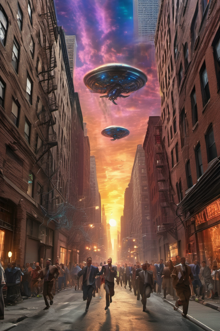 People Running From Alien