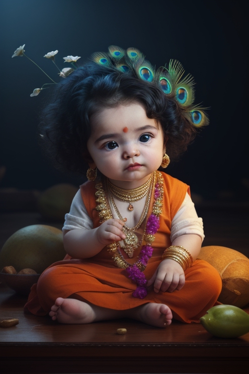 3d Cute Baby Krishna
