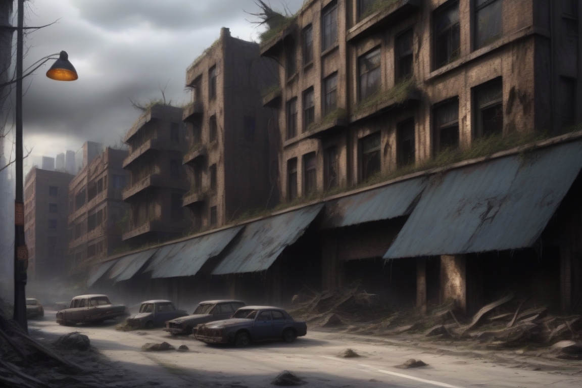 Destroyed City Street Concept Art