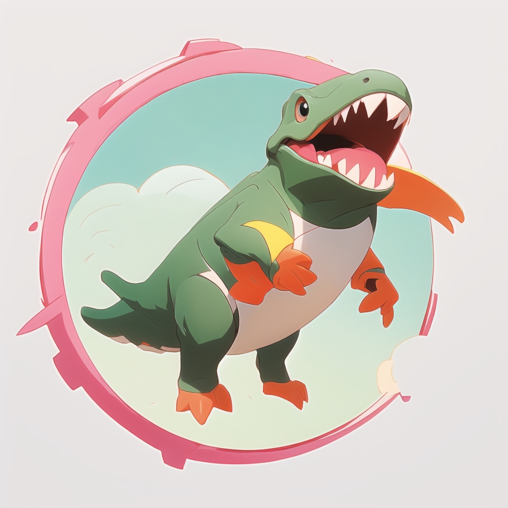 Cute Animated Dinosaurs With Mustaches